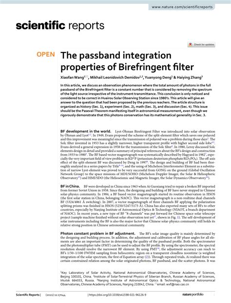 Pdf The Passband Integration Properties Of Birefringent Filter