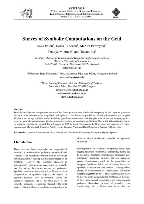 Pdf Survey Of Symbolic Computations On The Grid