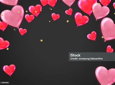 발렌타인 하루입니다 배너 템플릿 배경 다채로운 풍선입니다 다채로운 풍선 파티 판매 디자인 행복 한 사치 3차원 형태에 대한 스톡 벡터 아트 및 기타 이미지 Istock