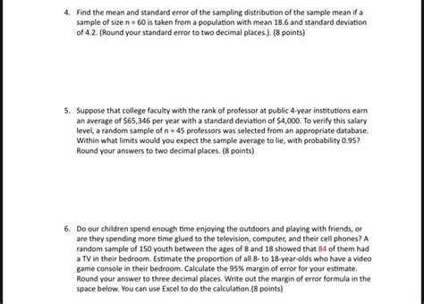 Solved Find The Mean And Standard Error Of The Sampling Chegg