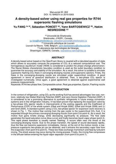Pdf A Density Based Solver Using Real Gas Properties For R744