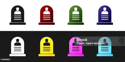 검은 색과 흰색 배경에 고립 된 아이콘에 쓴 Rip로 묘비를 설정 합니다 무덤 아이콘입니다 벡터 일러스트 개념에 대한 스톡 벡터