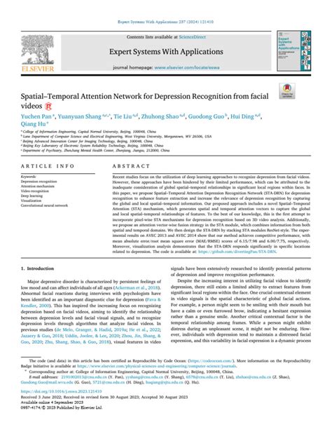 Spatial Temporal Attention Network For Depression Recognition From Facial Videos Pdf