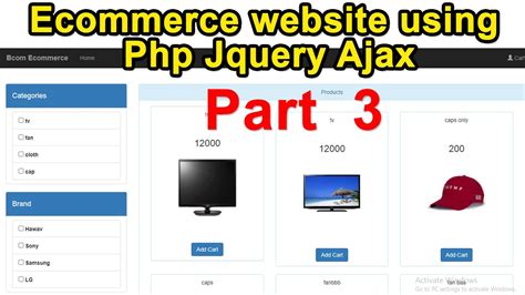 ecommerce website using php jquery ajax part 3 youtube