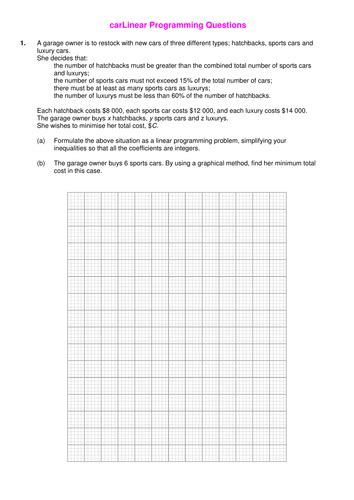 Linear Programming Handout Teaching Resources