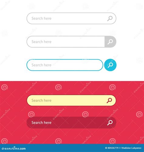 Search Box Set Vector Interface Elements With Button Ui Bar Stock