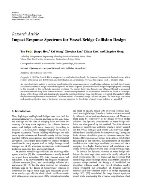 Impact Response Spectrum For Vessel Bridge Collisi Pdf Collision Force