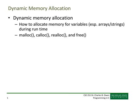 PPT Dynamic Memory Allocation PowerPoint Presentation Free Download ID
