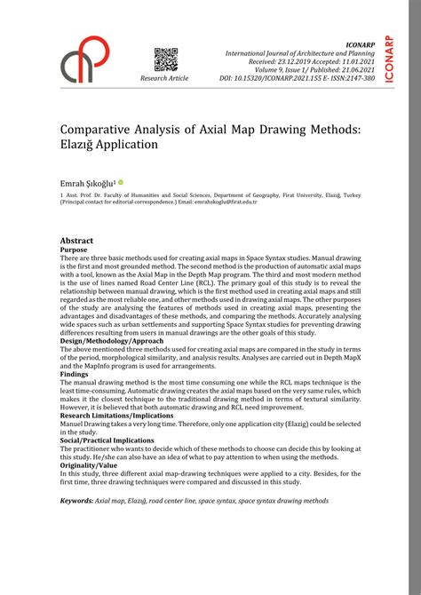 Pdf Comparative Analysis Of Axial Map Drawing Methods Elazığ Application