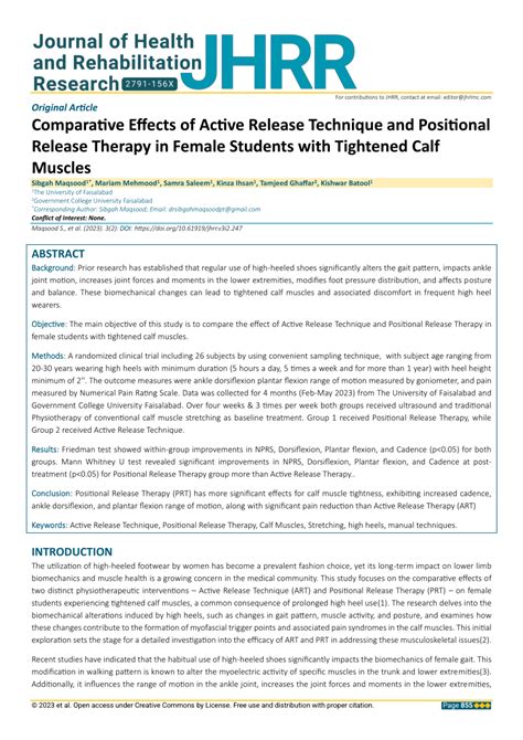 PDF Comparative Effects Of Active Release Technique And Positional Release Therapy In Female