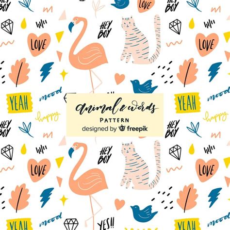 Free Vector Colorful Doodle Sea Animals And Words Pattern