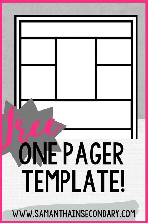 Free One Pager Template One Pager Homeschool High School Secondary Ela