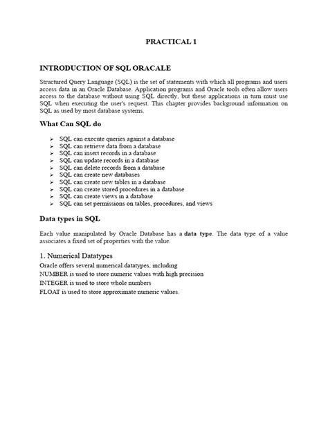 Introduction Of Sql Oracale 2 Pdf Sql Databases