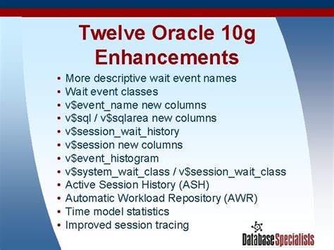 Wait Event Enhancements In Oracle 10 G Terry
