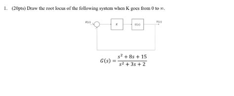 Draw The Root Locus Of The Following System When K Chegg