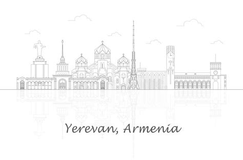 Outline Skyline Panorama Of City Of Yerevan Armenia Stock Vector