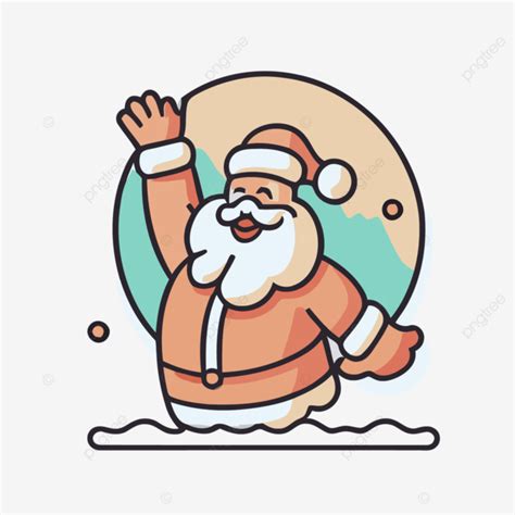 흰색 바탕에 공중에 손을 흔들고 있는 산타클로스 벡터 흰색 배경에 손을 흔드는 산타를 묘사한 직계 아이콘 플랫 아이콘 및