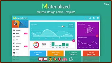 Materialize Dashboard Template Free Template 1 Resume Examples
