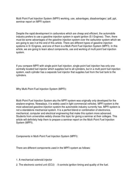 Mpfi Pdf Fuel Injection Fuels