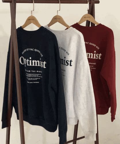 Optimist 양기모 등판 배색 레터링 나염 오버핏 맨투맨 3colors 에이블리