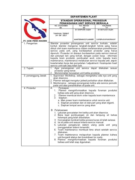 02 Sop Penanganan Unit Service Berkala Oke Pdf