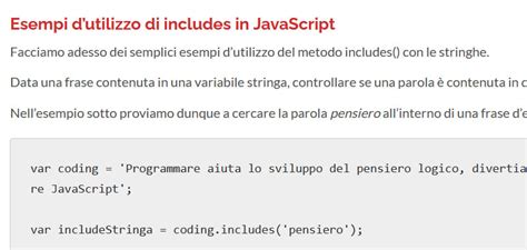 Includes In JavaScript Metodo Includes Su Stringhe
