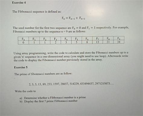 Solved Exercise 4the Fibbonacci Sequence Is Defined