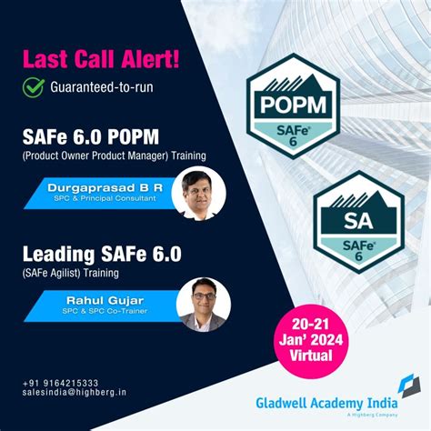 Gladwell Academy India On Linkedin Safe6 Popm Leadingsafe Safeagilist Agiletransformation…