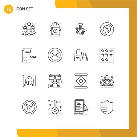 set of 16 vector outlines on grid for development coding screw code