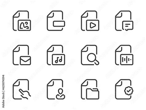 Document Vector Line Icons File Data And Configurations Outline Icon Set Stock Vector Adobe