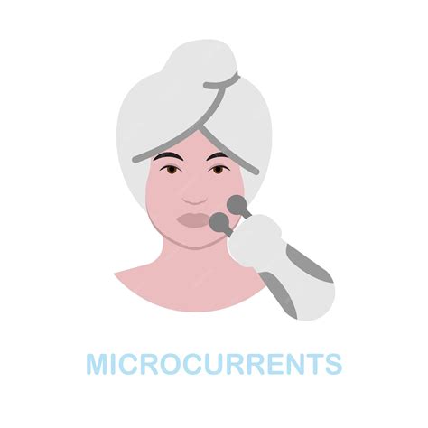 Microcurrents 평면 아이콘 미용 컬렉션에서 컬러 요소 기호 웹 디자인 Infographics 등을 위한 Flat Microcurrents 아이콘 기호 프리미엄 벡터