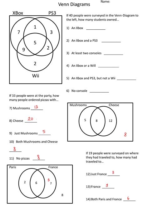 Practice For Students Grade 9 Sets Theory Interactive Worksheet