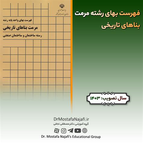 دانلود فهرست‌ بهای رشته مرمت بناهای تاریخی 1403 دکتر مصطفی نجفی
