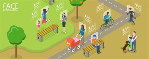 3d Isometric Flat Vector Conceptual Illustration Of Face Recognition