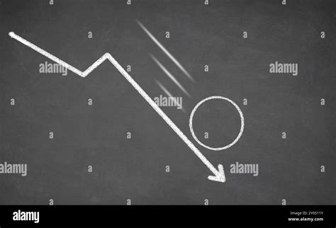 Line Graph With An Empty Circle Showing A Downward Trend White Chalk