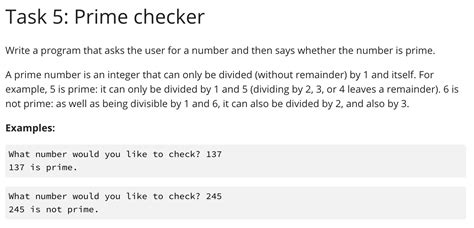 Solved Task 5 Prime Checker Write A Program That Asks The