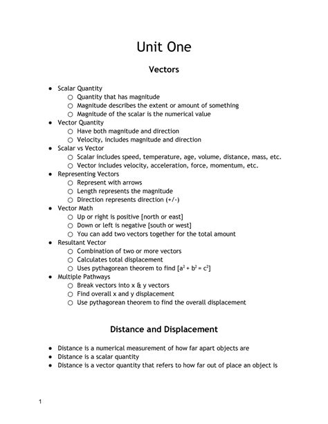 Physics Notes Unit One Vectors Scalar Quantity Quantity That Has Magnitude Magnitude Studocu