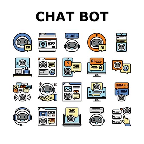 Chat Bot Robot Service Online Icons Set Vector 20376574 Vector Art At Vecteezy
