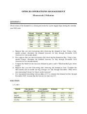 Homework2 Solution Pdf OPIM 201 OPERATIONS MANAGEMENT Homework 2