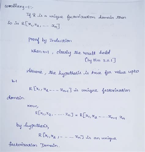 Solved Corollany 1 If R Is A Unique Factorization Domain Then So Is