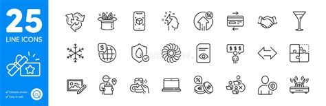 Outline Icons Set View Document Delivery Man And Brainstorming Icons For Website App Vector