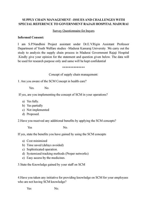 Supply Chain Management Questionnaire For Buyer Supply Chain Management Issues And Challenges