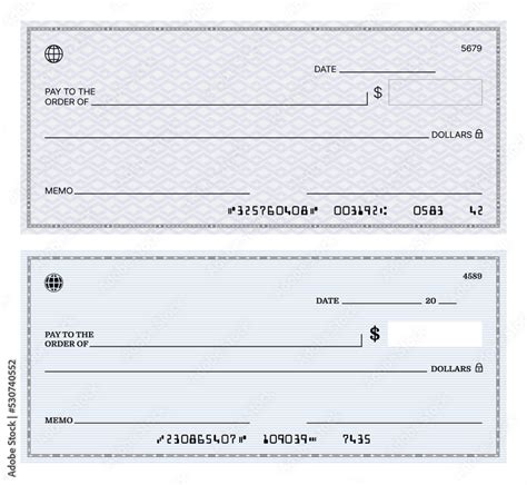 Blank Bank Check Checkbook Cheque Template Or Payment Voucher Vector