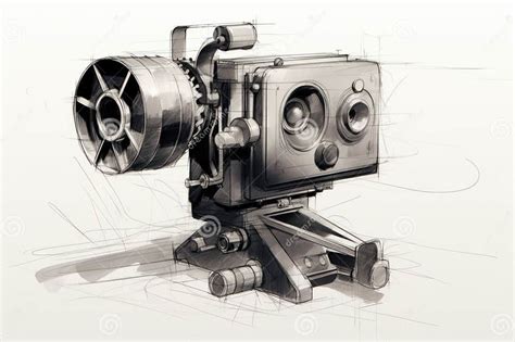 Detailed Monochrome Sketch Of An Antique Camera Showcasing Artistic