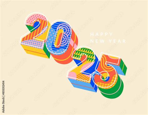 2025 New Year Banner With 3d Numbers In Bauhaus Geometric Pattern Style Inside Art Design