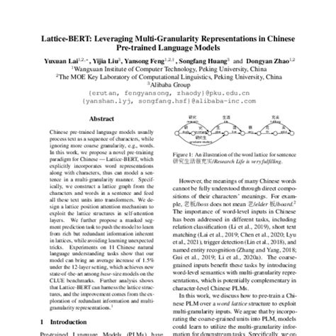 Lattice Bert Leveraging Multi Granularity Representations In Chinese Pre Trained Language
