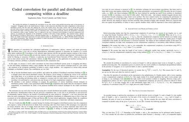 Coded Convolution For Parallel And Distributed Computing Within A
