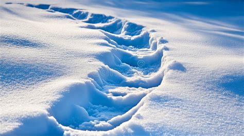 Footprints In Deep Snow A Winter Scene Stock Illustration
