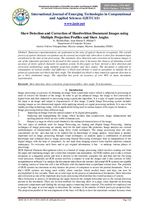 Pdf Skew Detection And Correction Of Handwritten Document Images