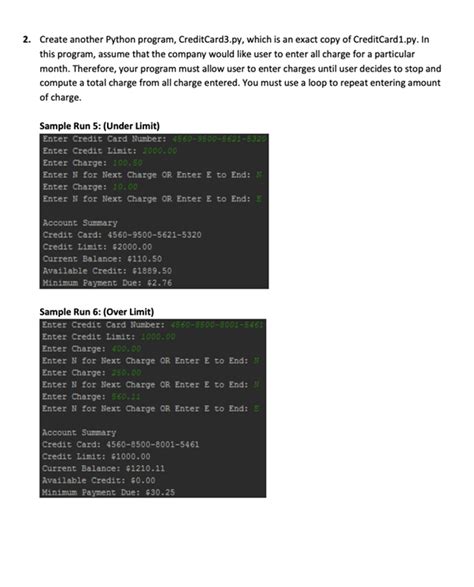 Solved 2 Create Another Python Program Credit Card3py Which Is